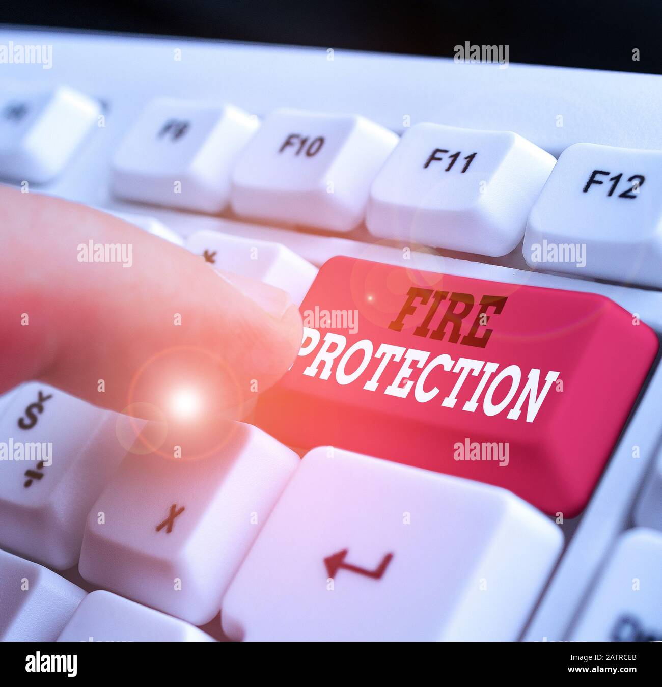 Writing note showing Fire Protection. Business concept for measures ...