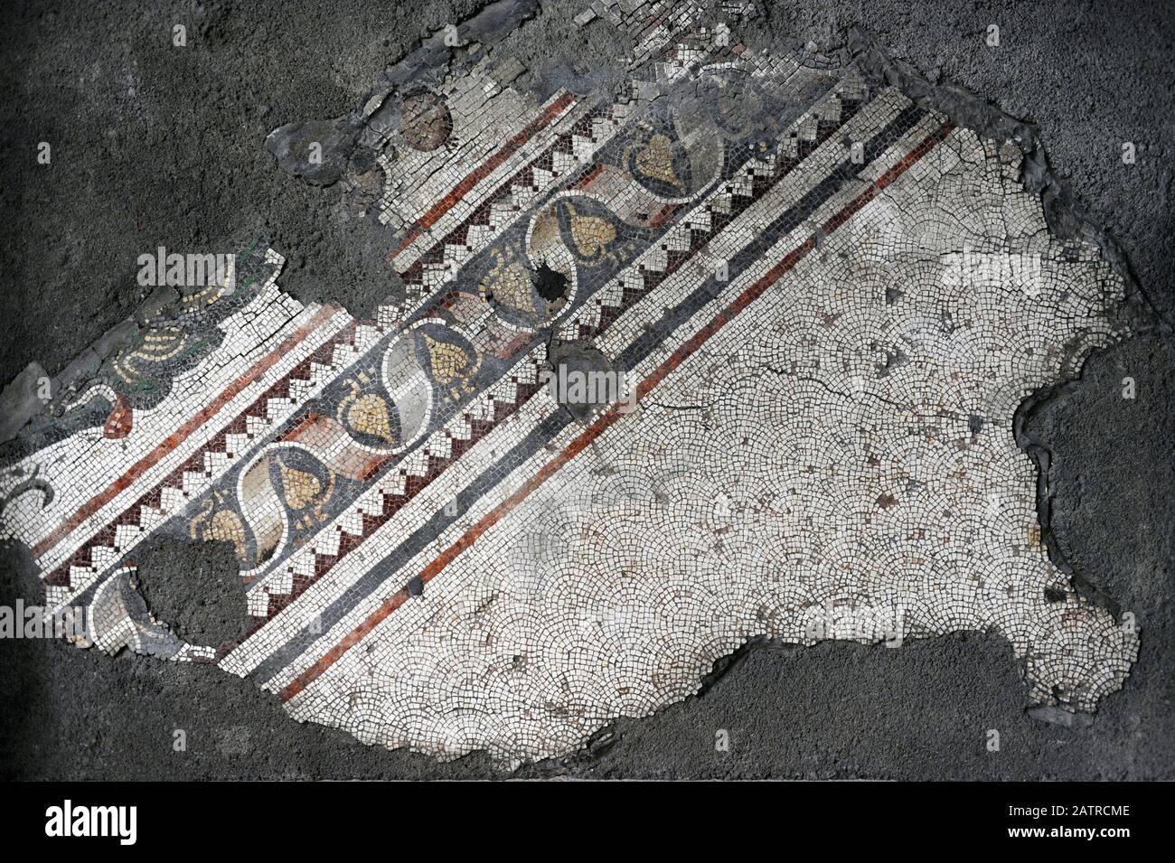 Fragment of a Roman mosaic with frieze that decorated the pavements of ...