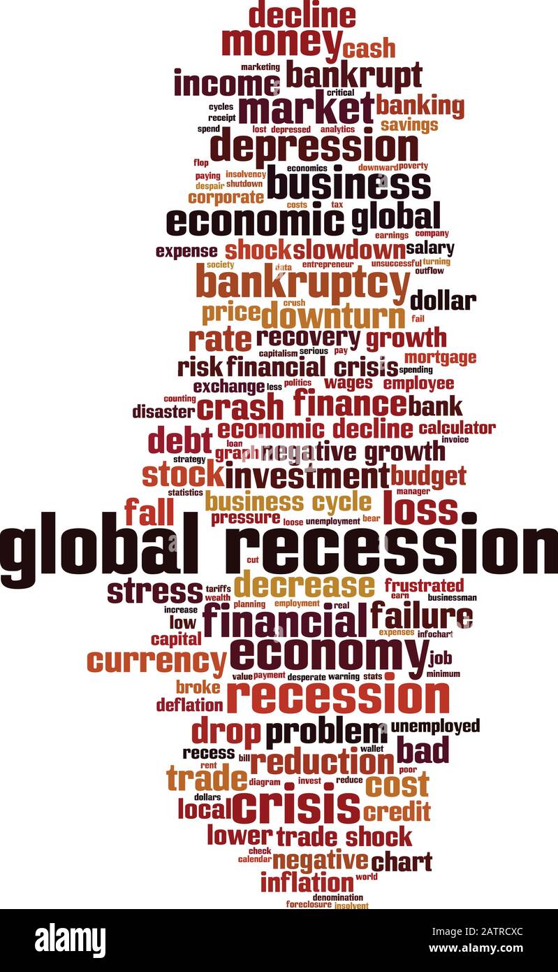 Global recession word cloud concept. Collage made of words about global ...
