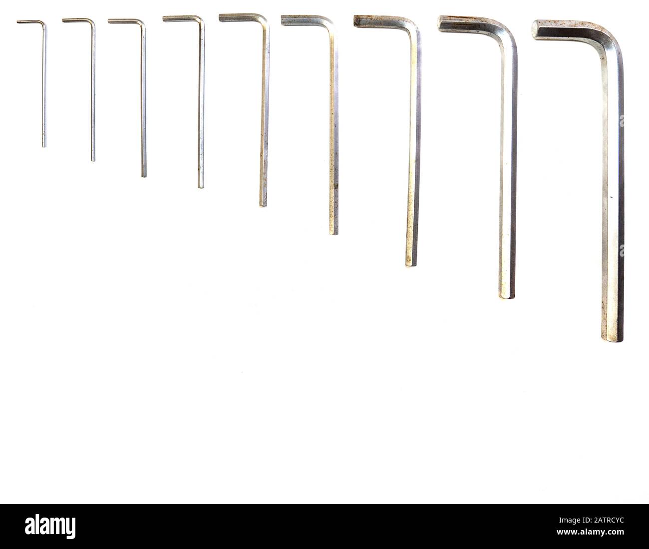 Hexagonal key on a white background. Copy space Stock Photo - Alamy