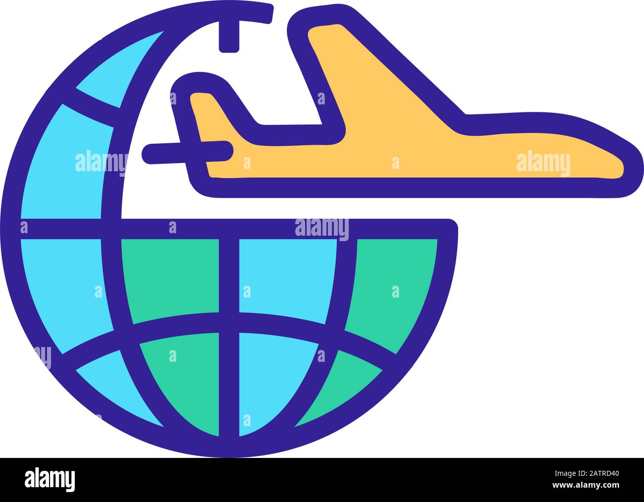 plane and earth icon vector. Isolated contour symbol illustration Stock ...