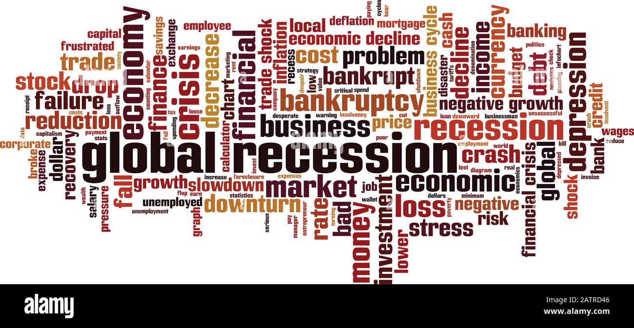 Global recession word cloud concept. Collage made of words about global ...