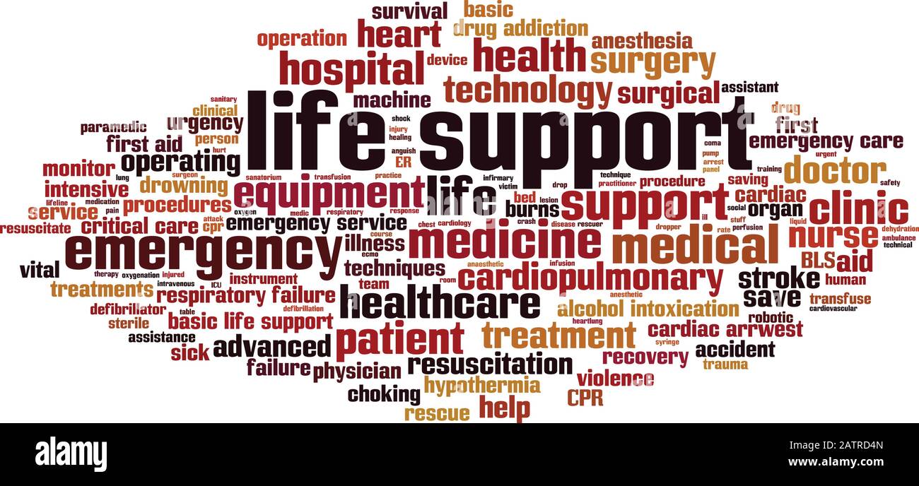 Life support word cloud concept. Collage made of words about life ...