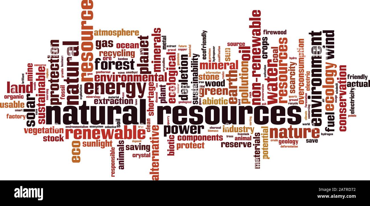 Natural resources word cloud concept. Collage made of words about ...