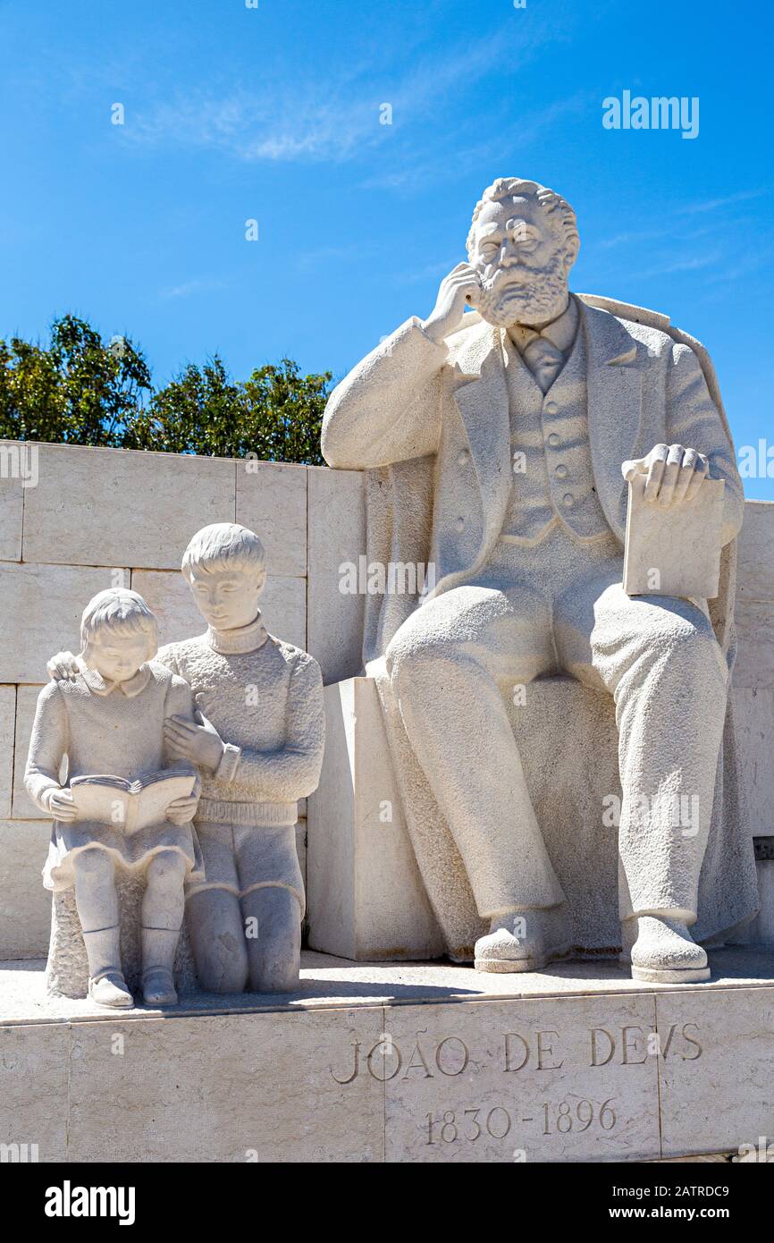 Statue of Joao de Deus Ramos, Portuguese poet, Sao Bartolomeu de ...