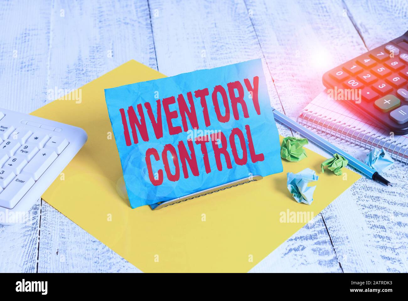 Text sign showing Inventory Control. Business photo text regulating and ...