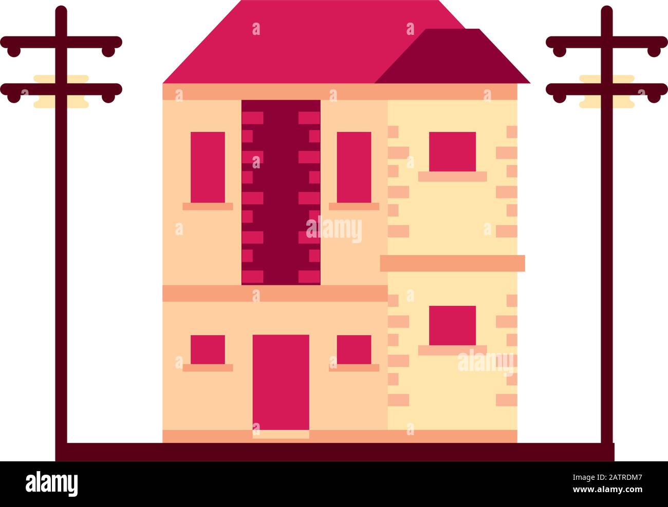 house building front facade with electric posts Stock Vector Image ...