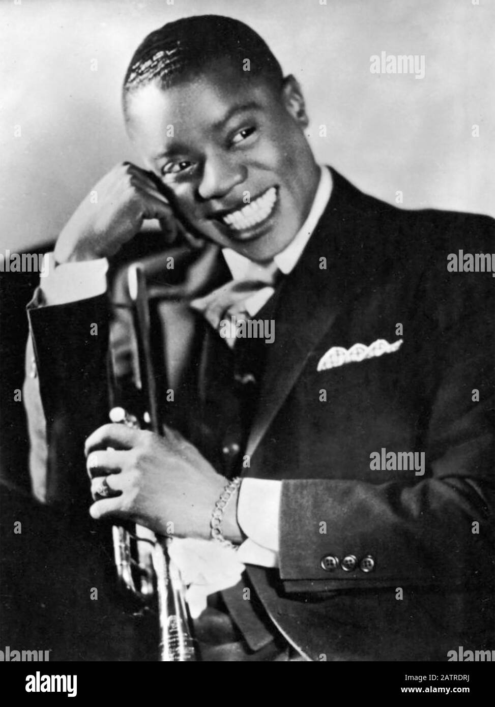 LOUIS ARMSTRONG (1901-1971) Promotional photo of American jazz musician ...