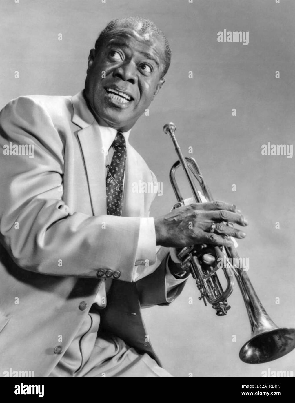 LOUIS ARMSTRONG (1901-1971) Promotional photo of American jazz musician ...