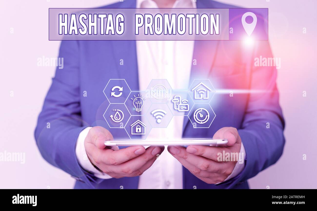Handwriting text writing Hashtag Promotion. Conceptual photo more ...