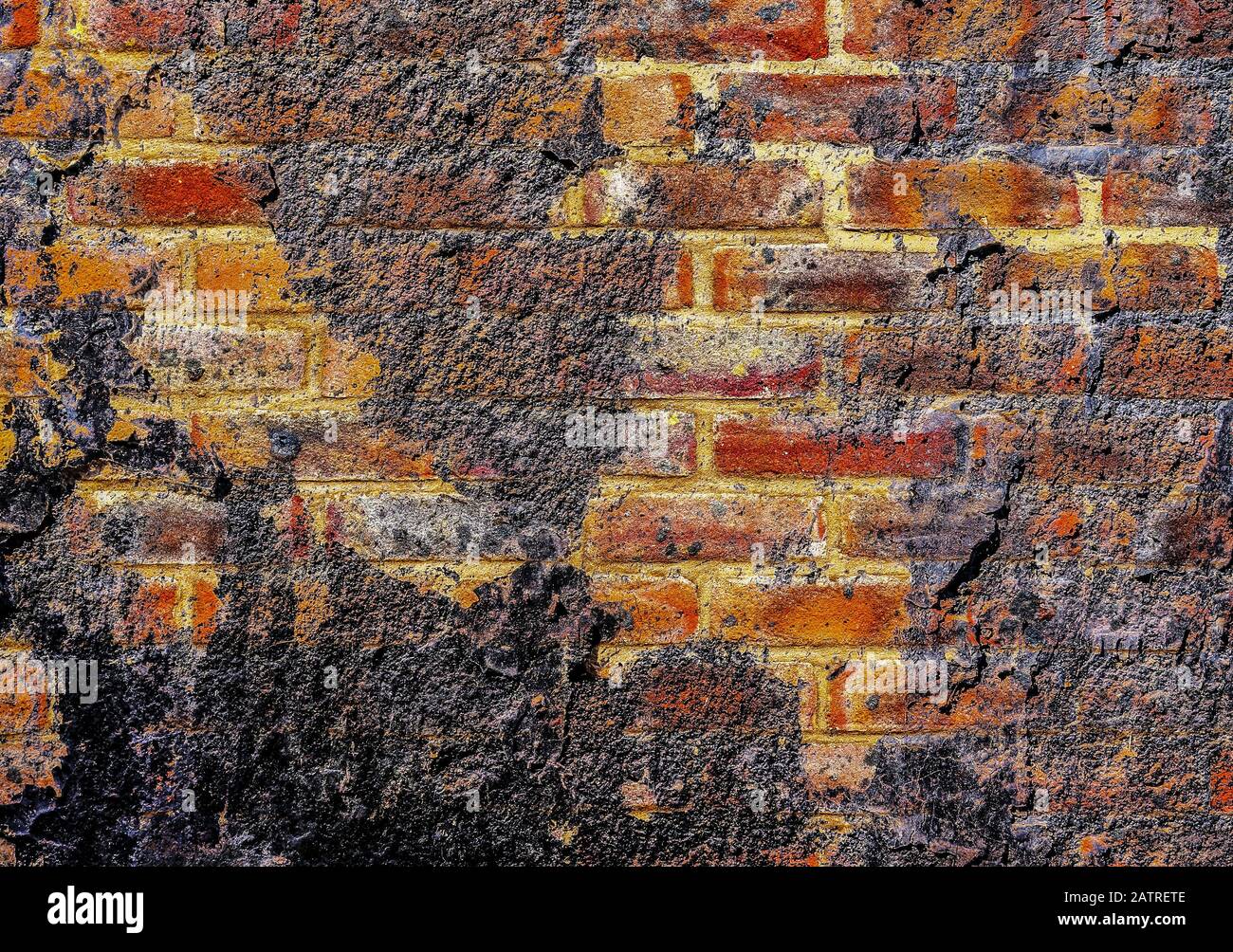 Detailed close up view on aged and weathered brick walls at ruins and historical buildings Stock ...