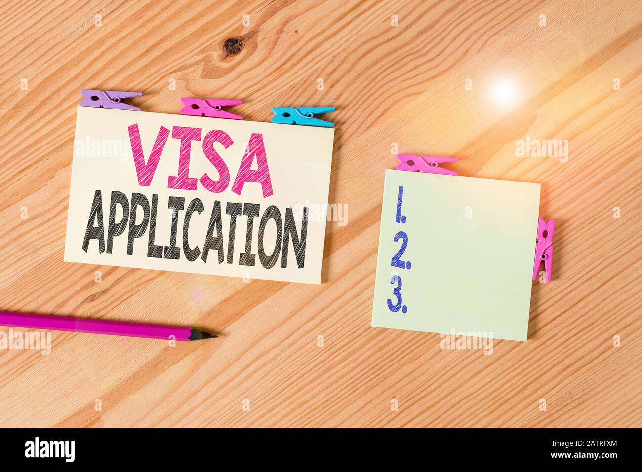 Writing note showing Visa Application. Business concept for an process ...