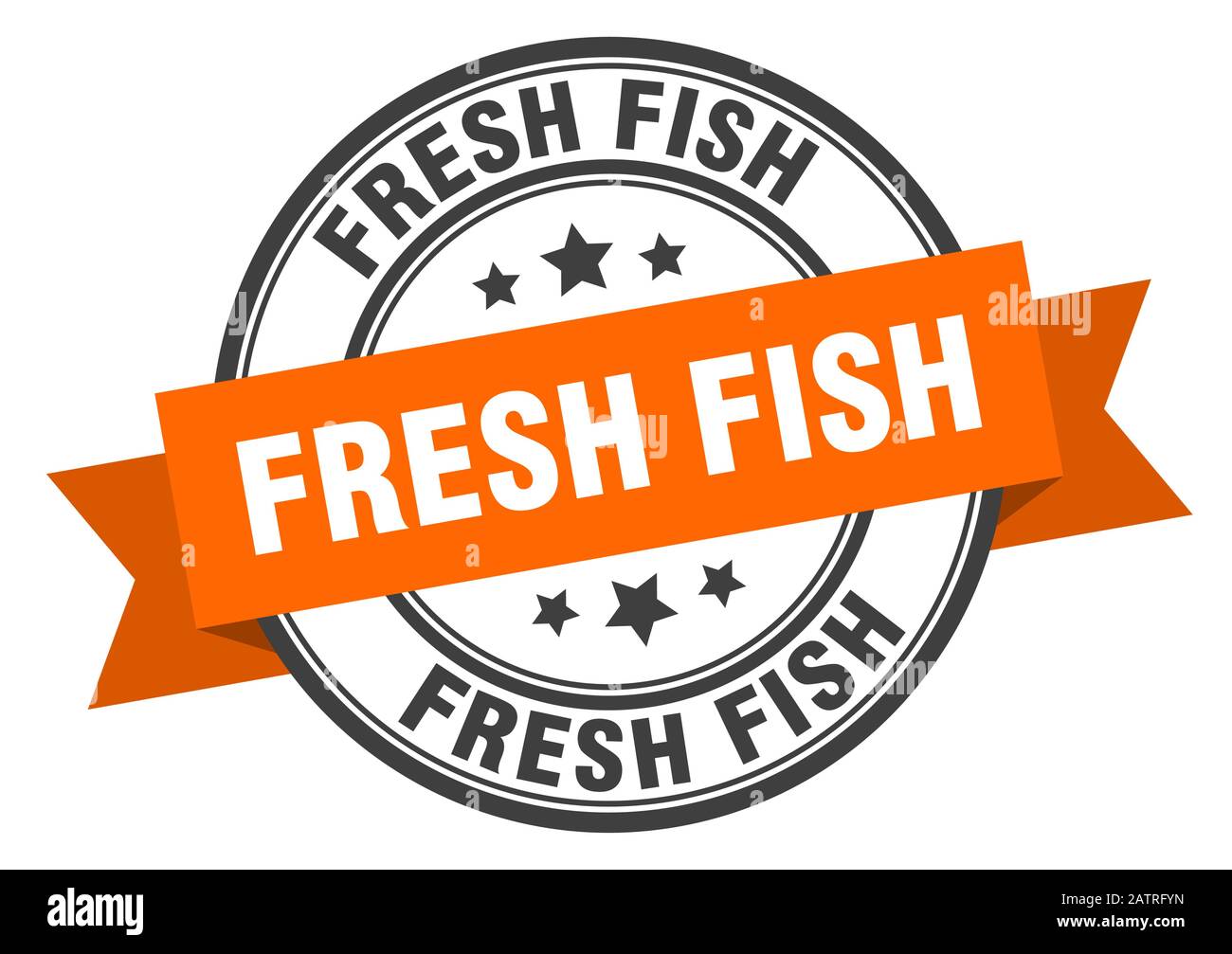 fresh fish label. fresh fishround band sign. fresh fish stamp Stock ...