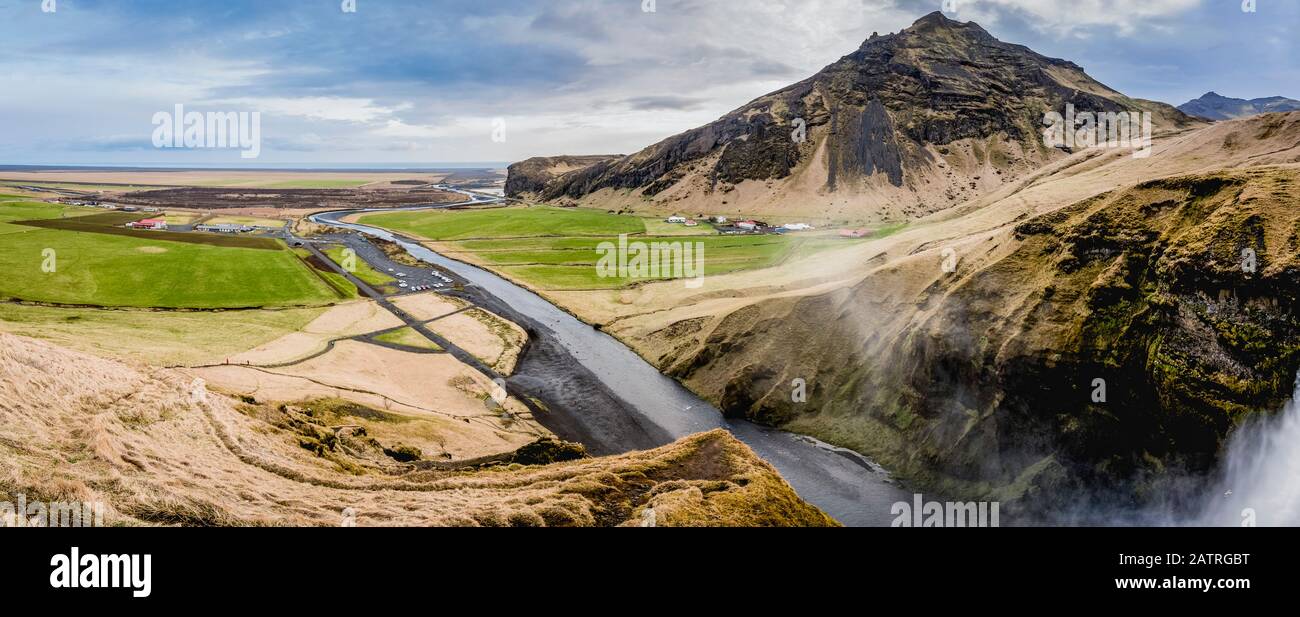Skogafoss, a landmark waterfall, and Skoga River; Iceland Stock Photo ...