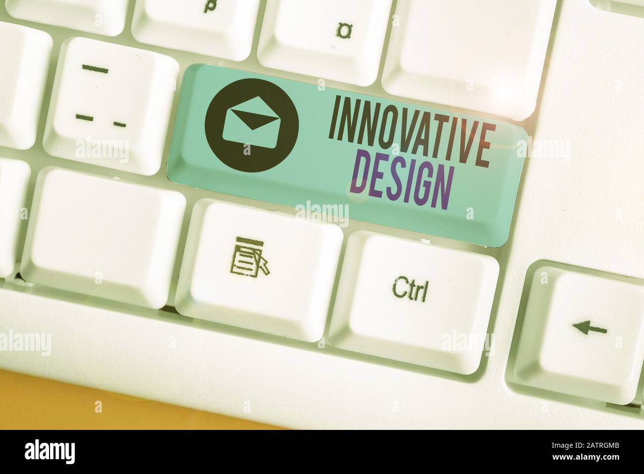 Conceptual hand writing showing Innovative Design. Concept meaning application of better ...