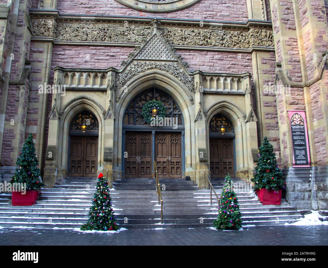 Church entrance at Christmas Stock Photo - Alamy