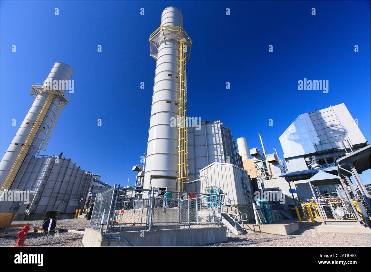 Gas turbine exhaust stack at an Electric cogeneration plant Stock Photo ...