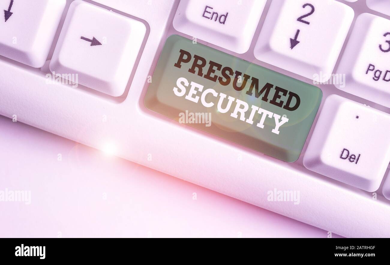 Handwriting text writing Presumed Security. Conceptual photo system ... Handwriting text writing Presumed Security. Conceptual photo system ...