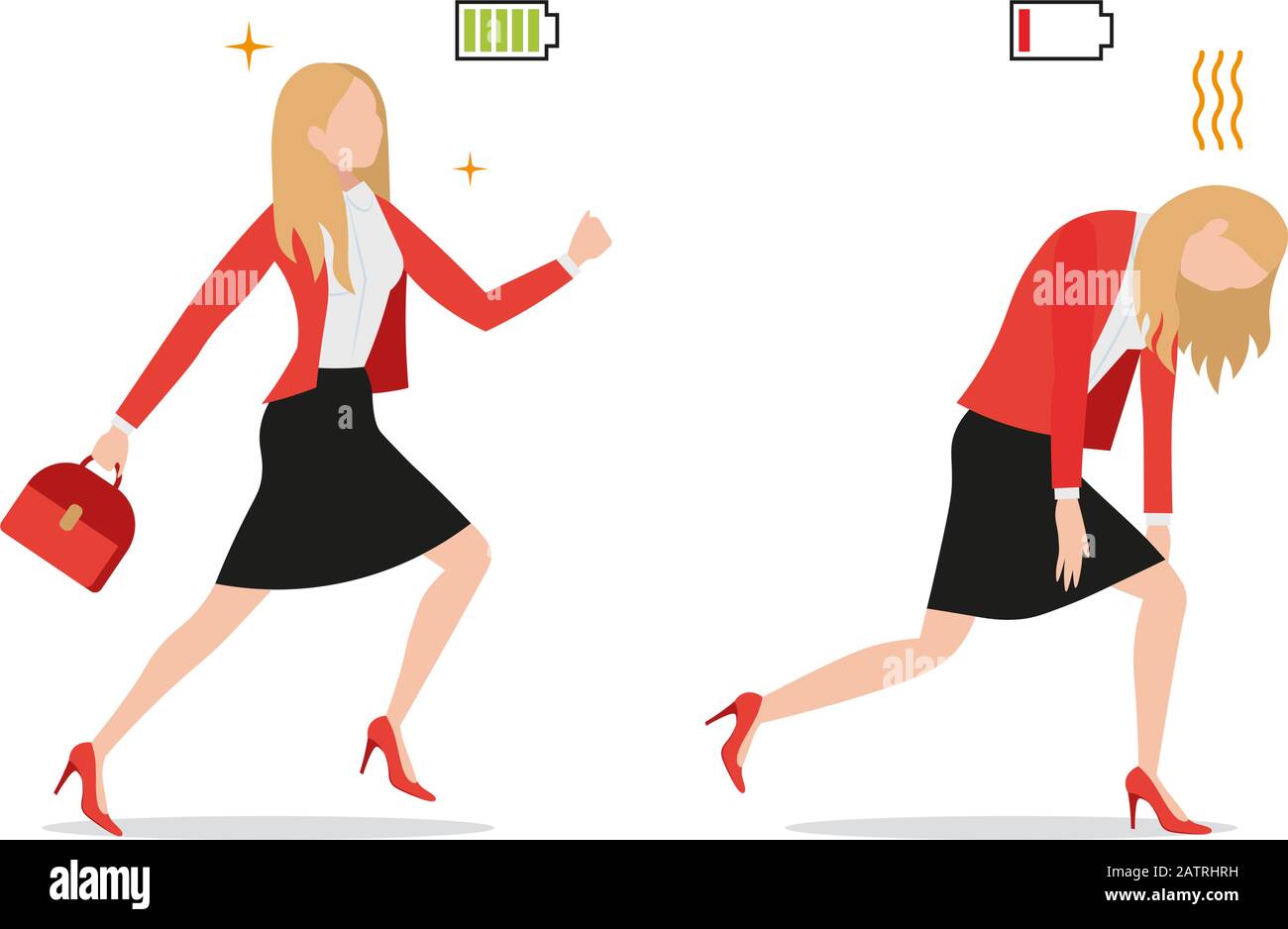 businesswomanSet of powerful businesswoman with green full energy ...