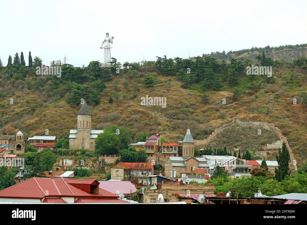 Beautiful Old Town View with The Statue of Mother of the Georgian ...
