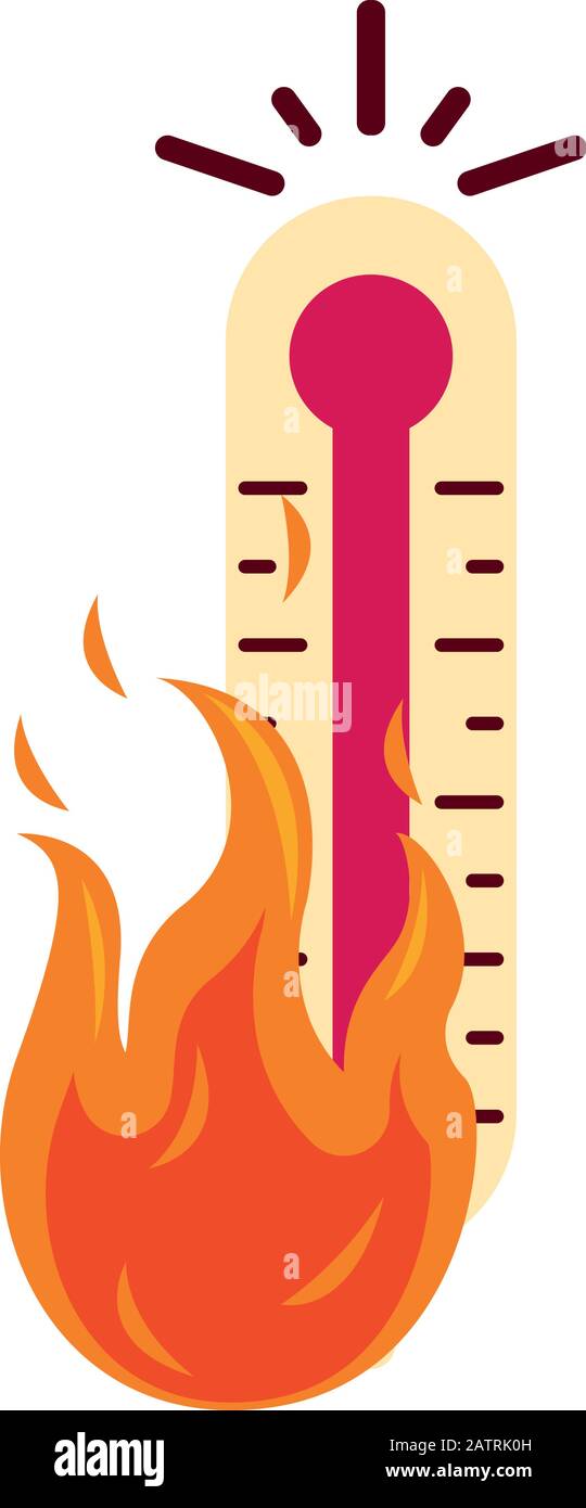 thermometer temperature measure with fire flame Stock Vector Image ...