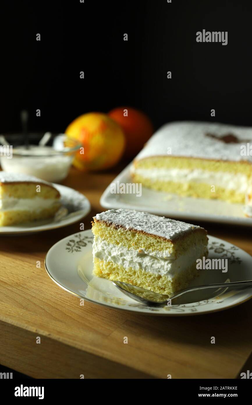 Closeup of schiacciata fiorentina, a carnival cake from Florence with ...
