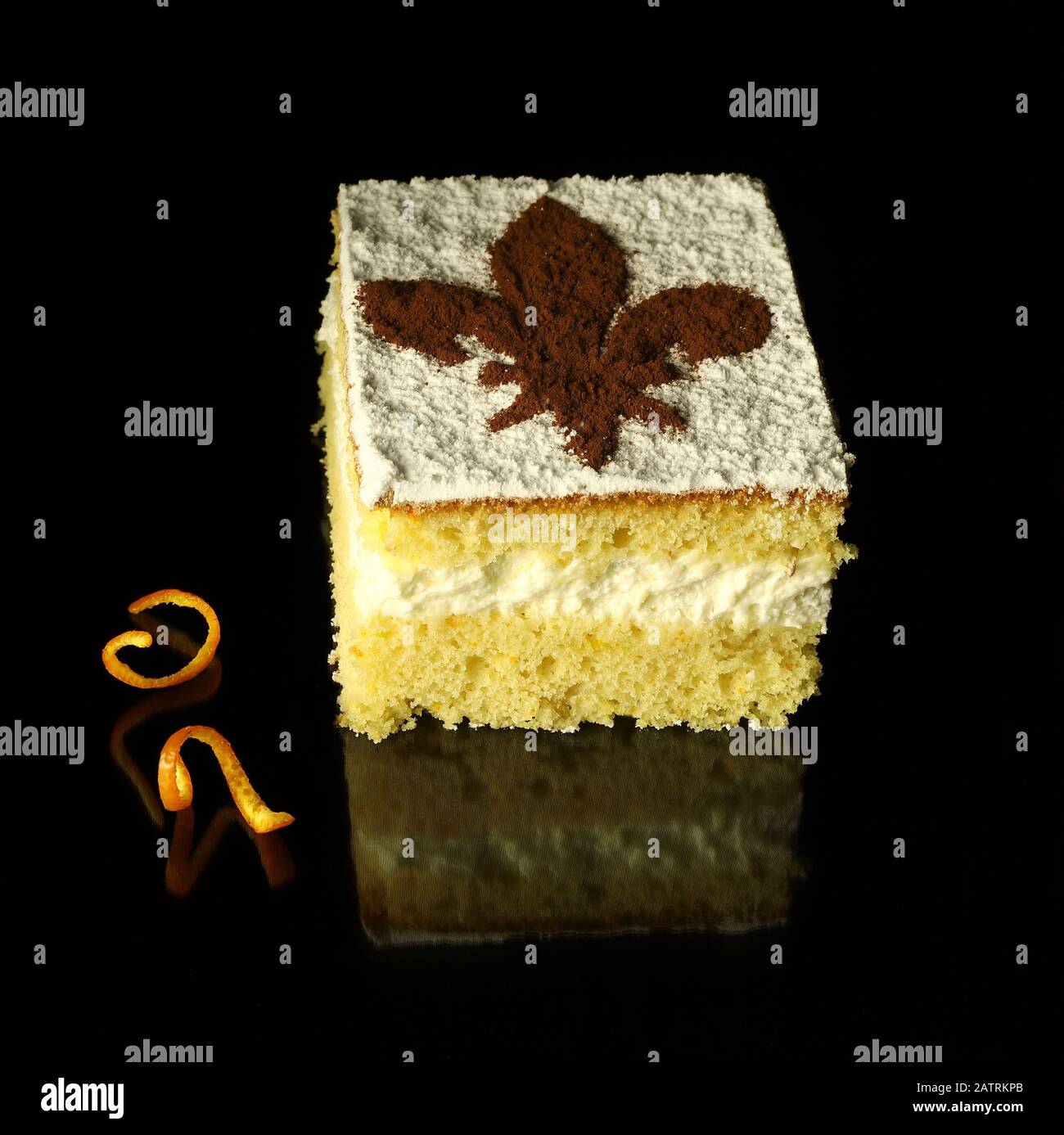Closeup of schiacciata fiorentina, a carnival cake from Florence with ...