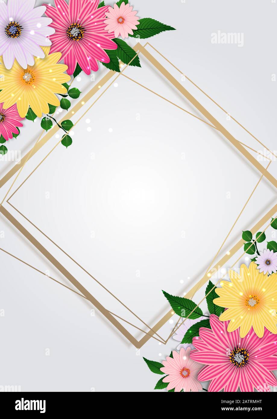 Abstract Flower Background Template with Empty Frame. Vector ...