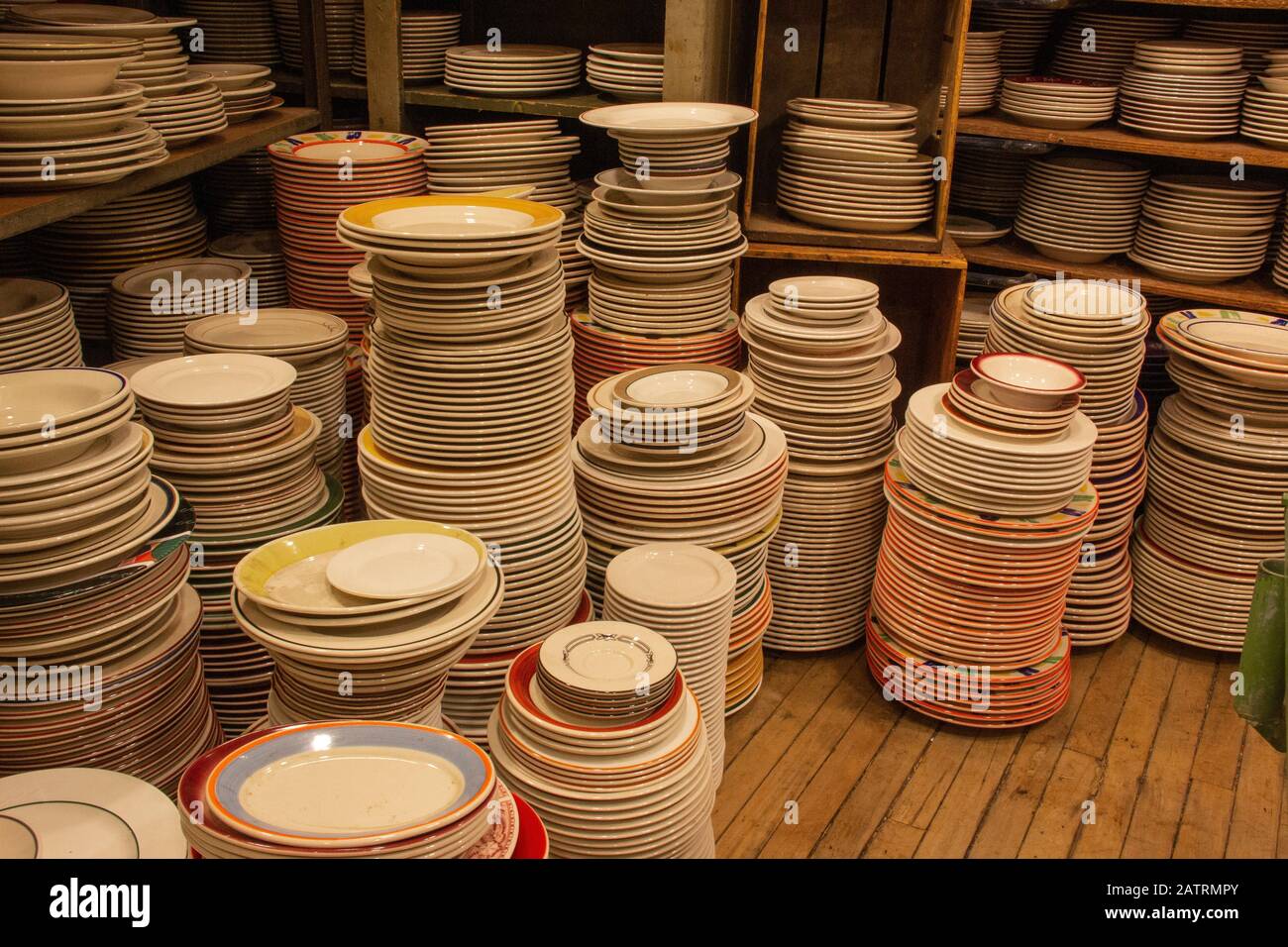 stacks of dishes for sale Stock Photo - Alamy