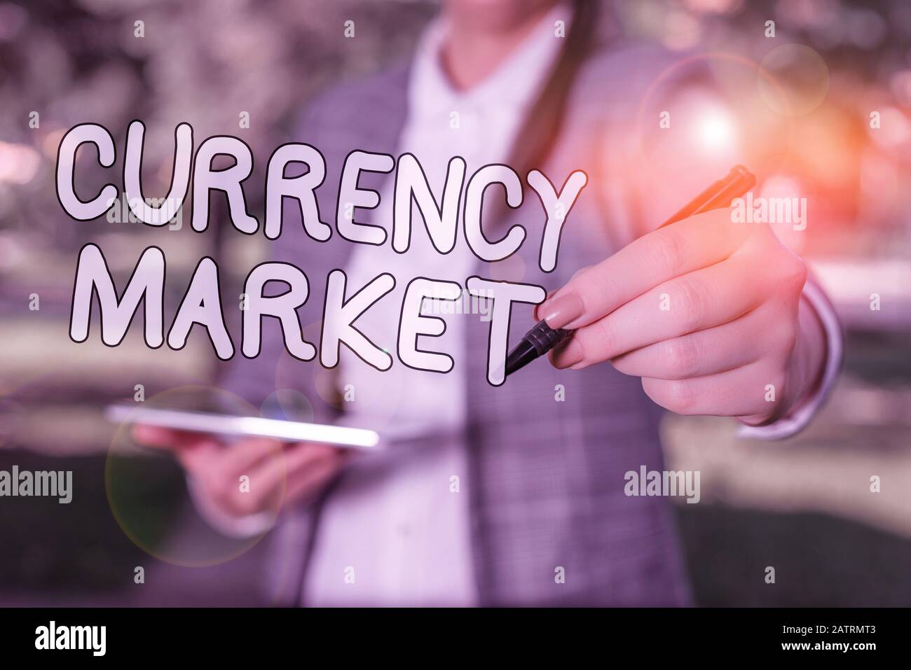 Conceptual hand writing showing Currency Market. Concept meaning over ...