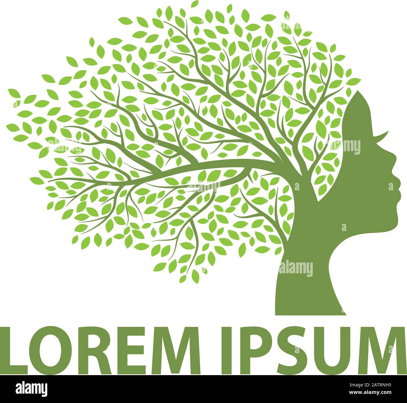 green tree with female face, vector graphic design element Stock Vector ...