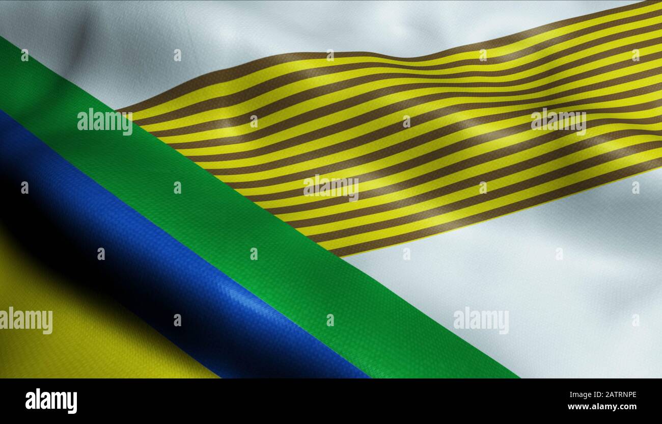 3D Illustration of a waving flag of Jesus Maria (Colombia country Stock ...