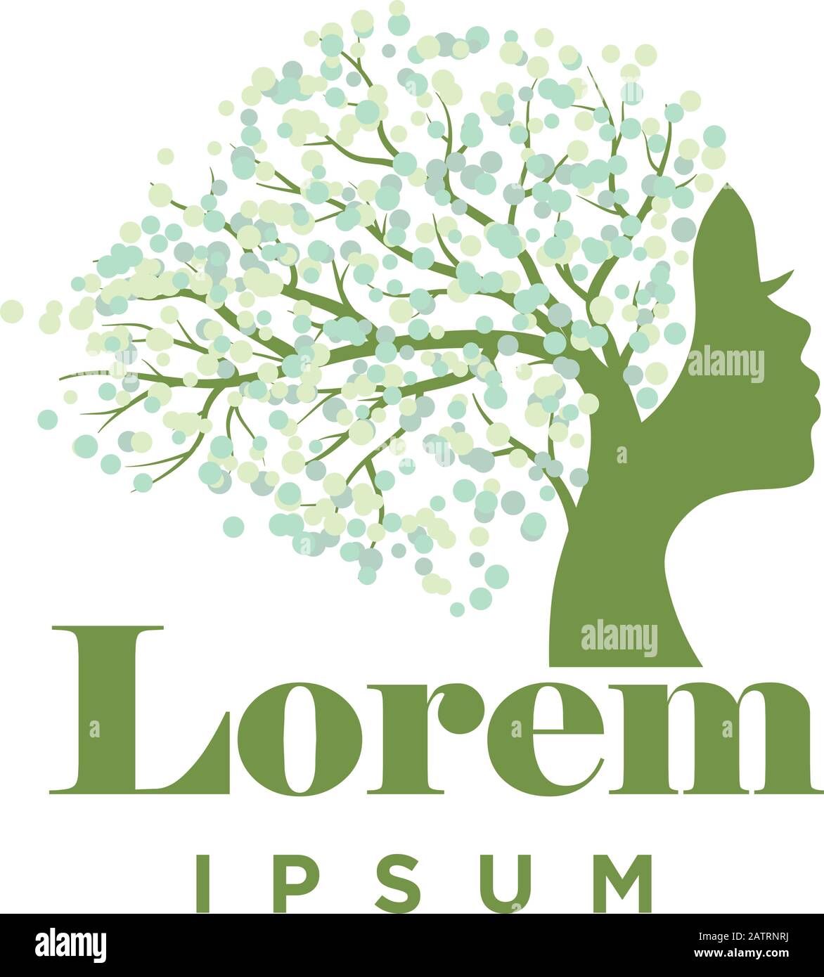 green tree with female face, vector graphic design element Stock Vector ...