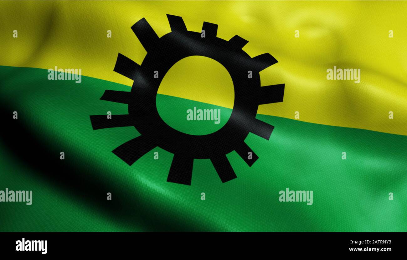 3D Illustration of a waving flag of Dosquebradas (Colombia country ...