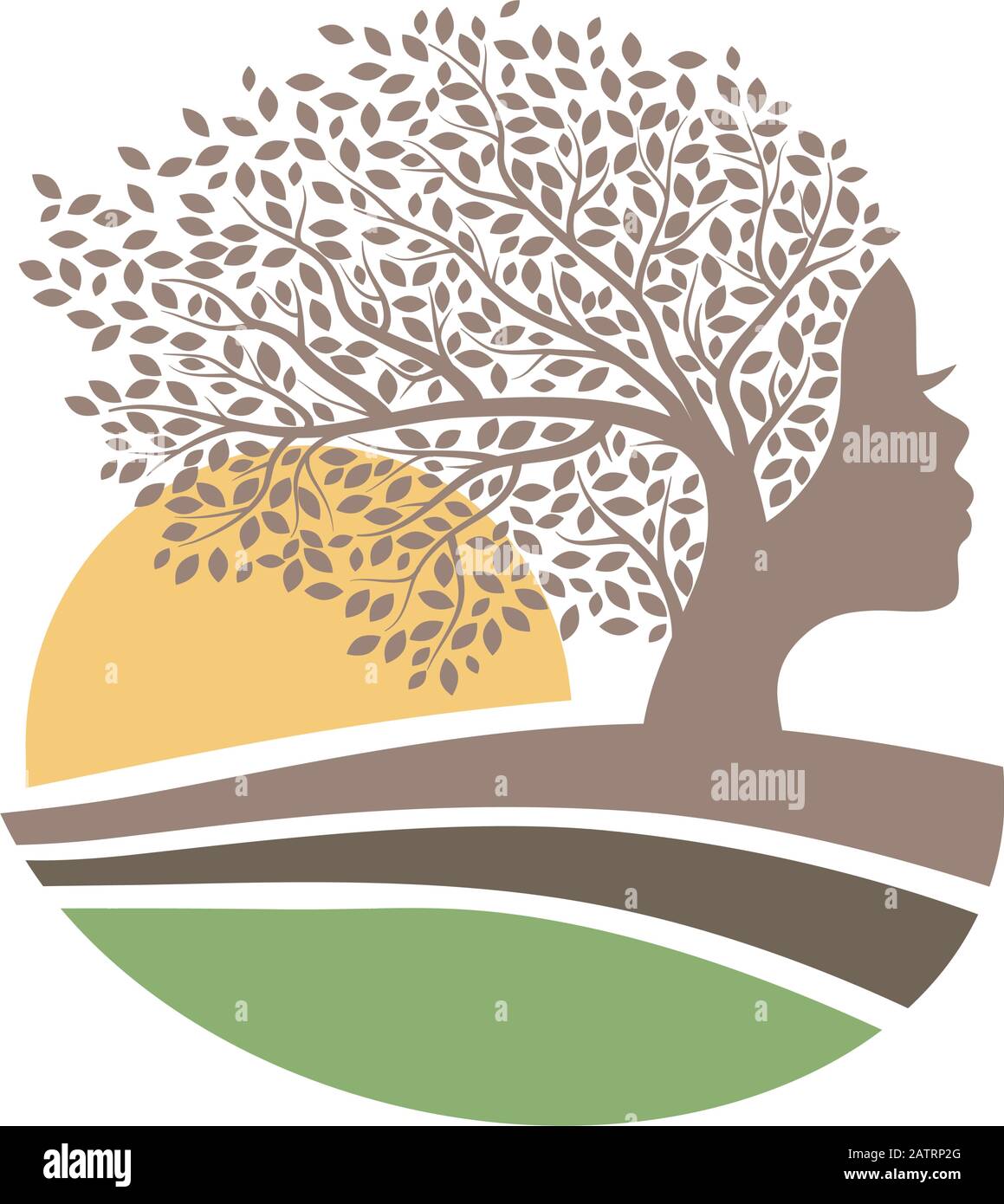 tree with female face, vector graphic design element Stock Vector Image ...