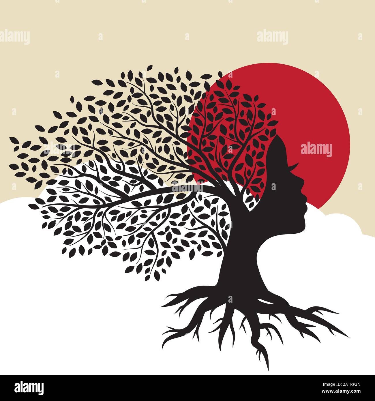 tree with female face, vector graphic design element Stock Vector Image ...