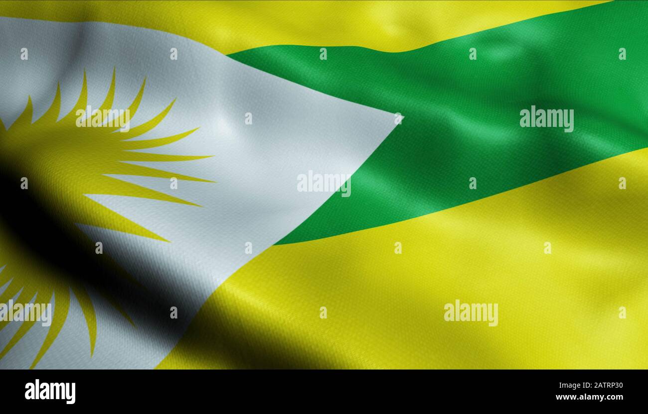 3D Illustration of a waving flag of Carmen de Apicala (Colombia country ...