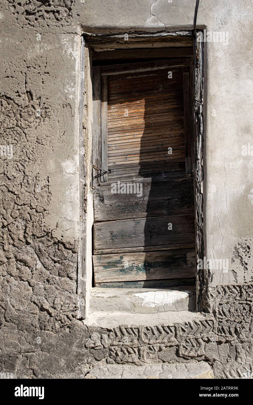 A decayed wooden door in the back streets of Procida, Naples Italy ...