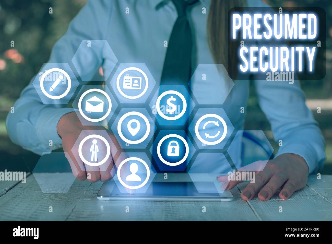 Handwriting text writing Presumed Security. Conceptual photo system ... Handwriting text writing Presumed Security. Conceptual photo system ...