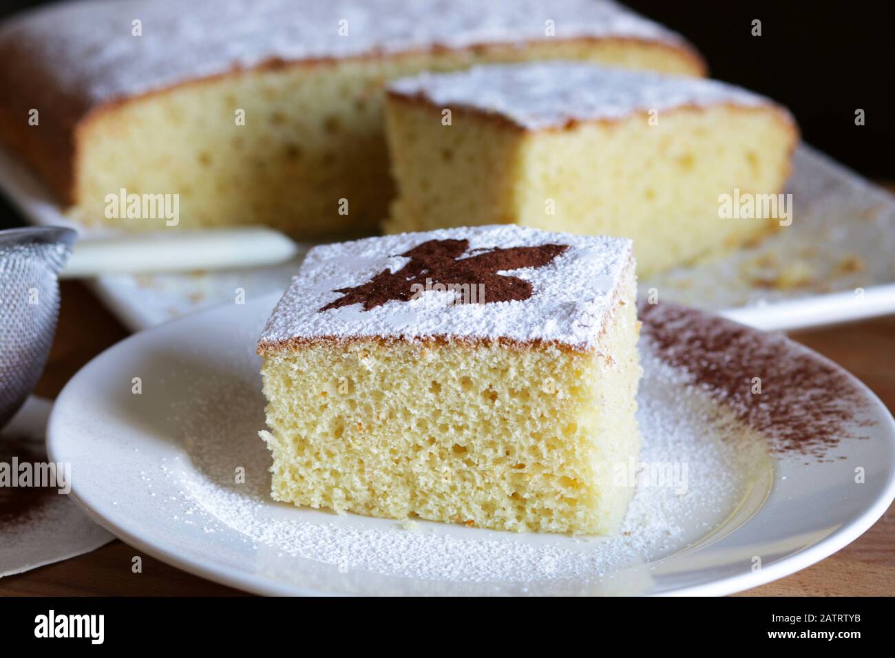 Closeup of schiacciata fiorentina, a carnival cake from Florence with ...