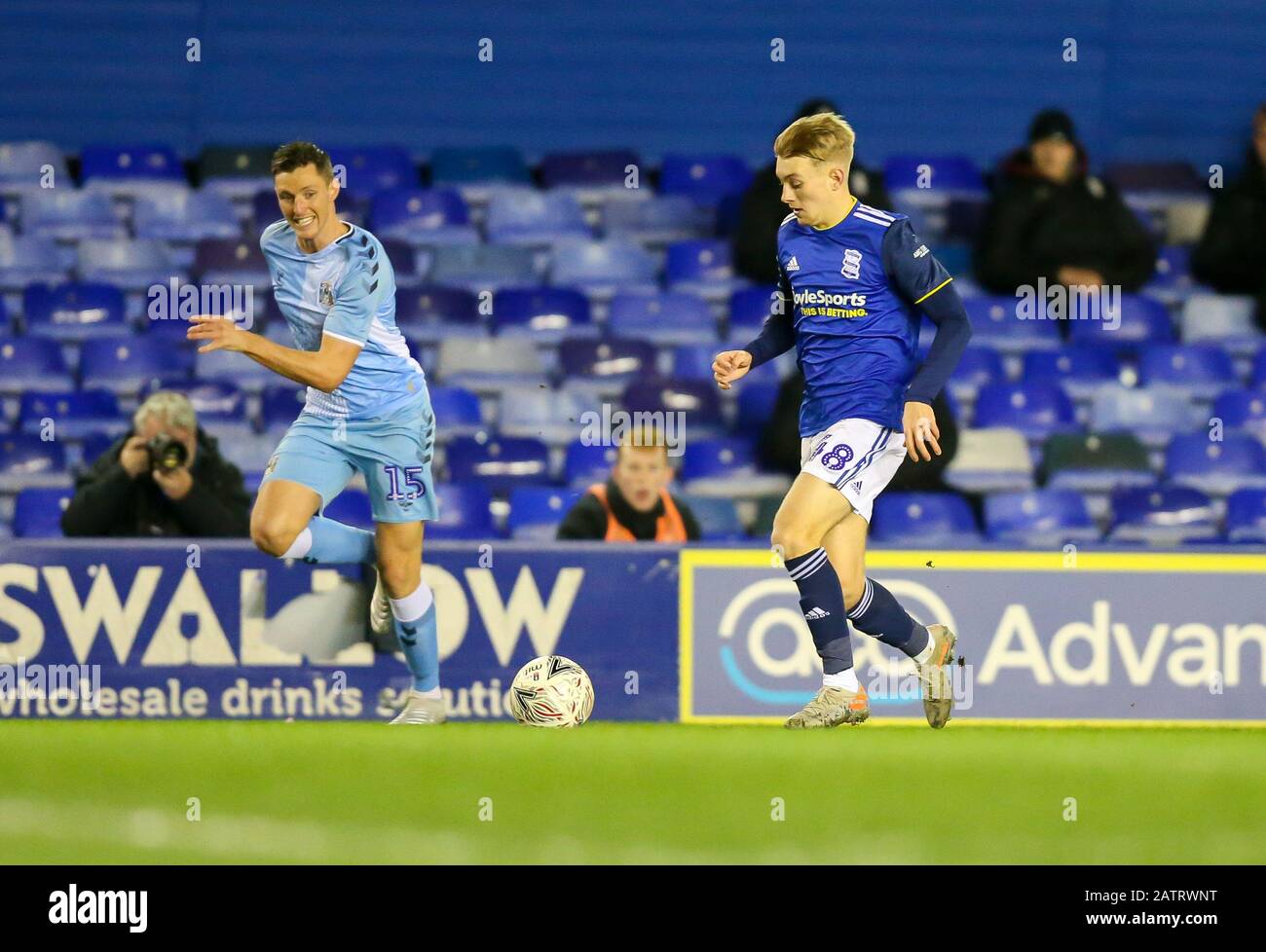 Birmingham, UK. 4th Feb 2020. Jack Concannon of Birmingham City runs ...
