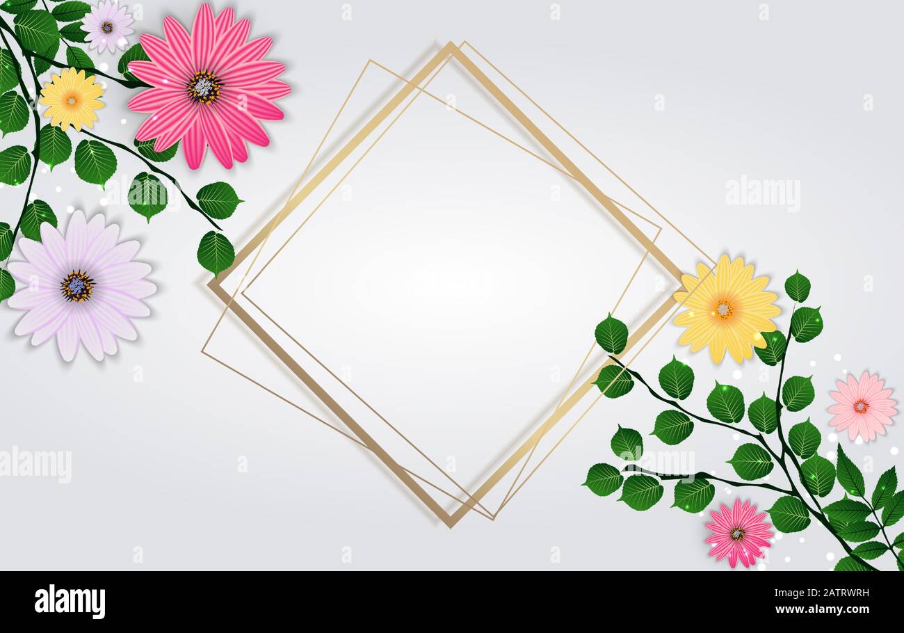 Abstract Flower Background Template with Empty Frame. Vector ...