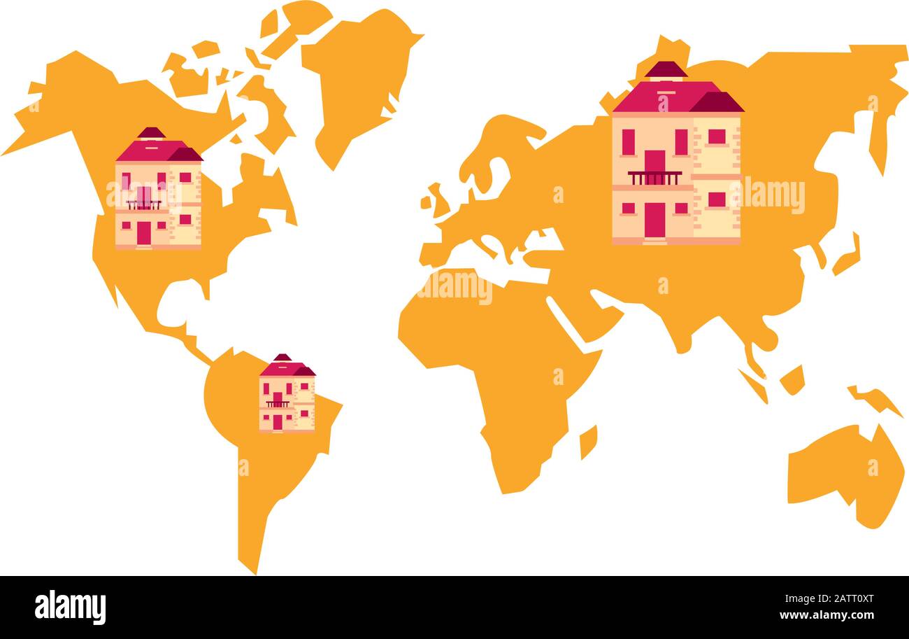 world planet earth maps with buildings Stock Vector Image & Art - Alamy