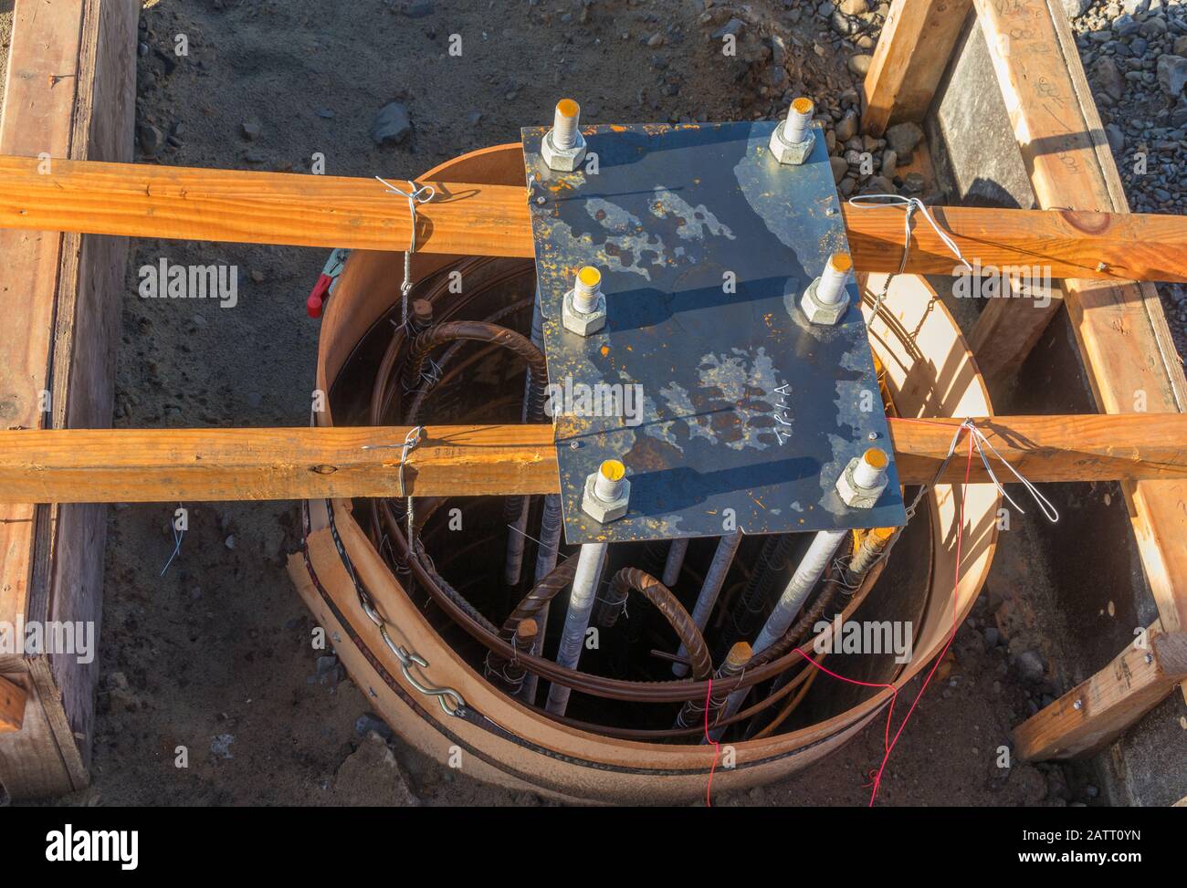 One foundation ground base roded and wired up ready for cement to be ...