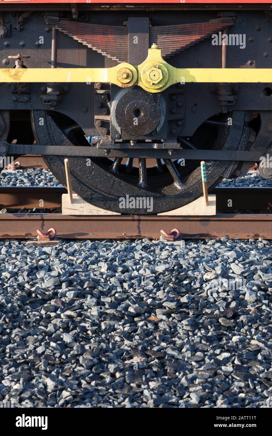 Wheel scotches acting as a secondary safety device to stop a railway ...
