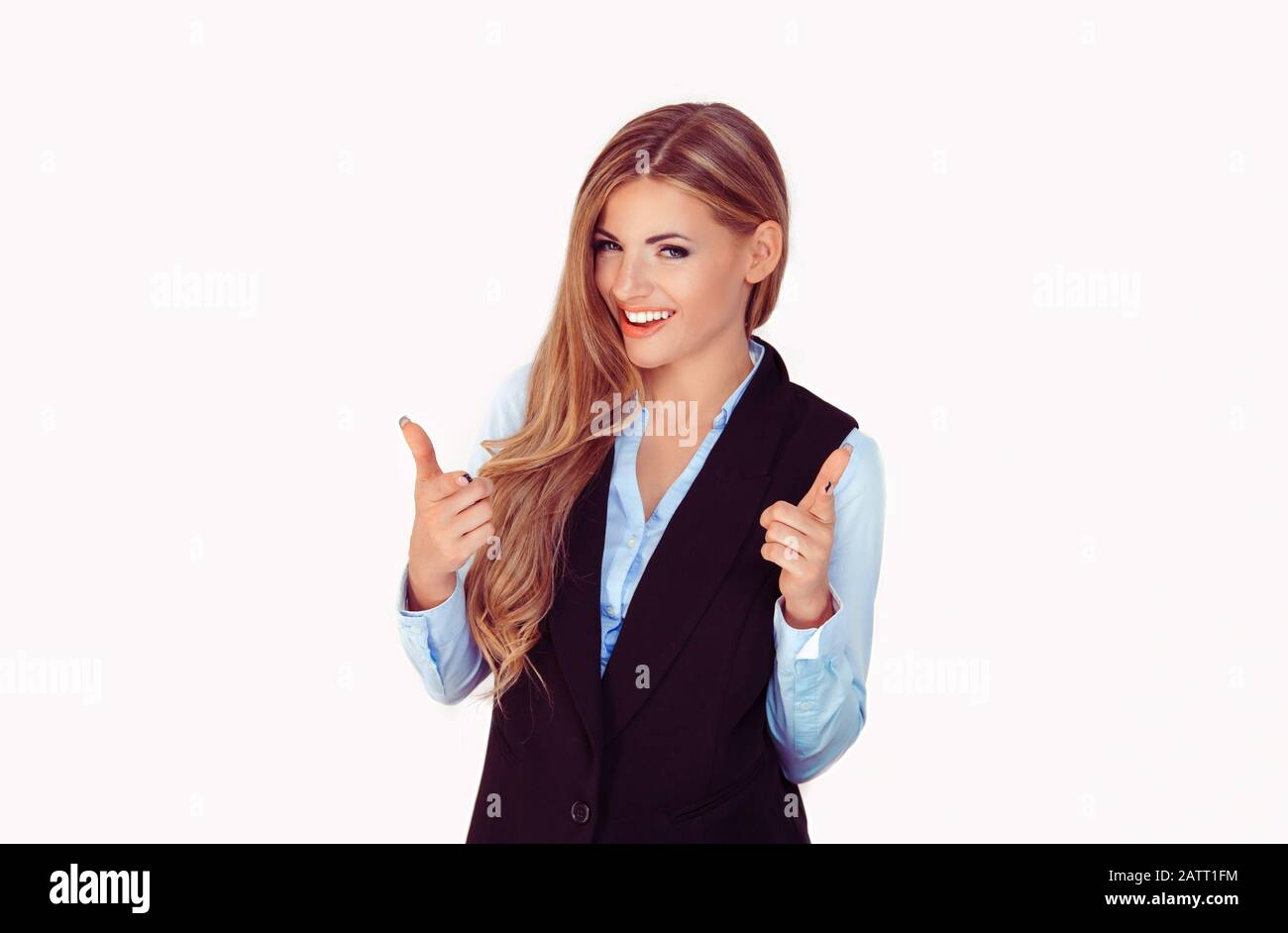 Hey you! Woman pointing at camera, point index finger gesture isolated ...