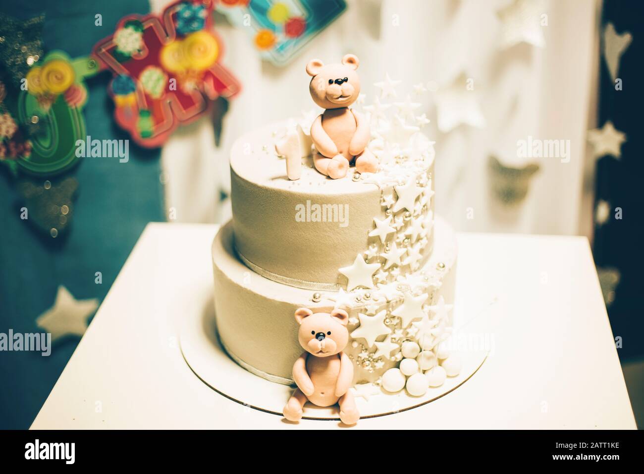 The handmade fancy birthday cake beautiful and eatable for kids Stock ...