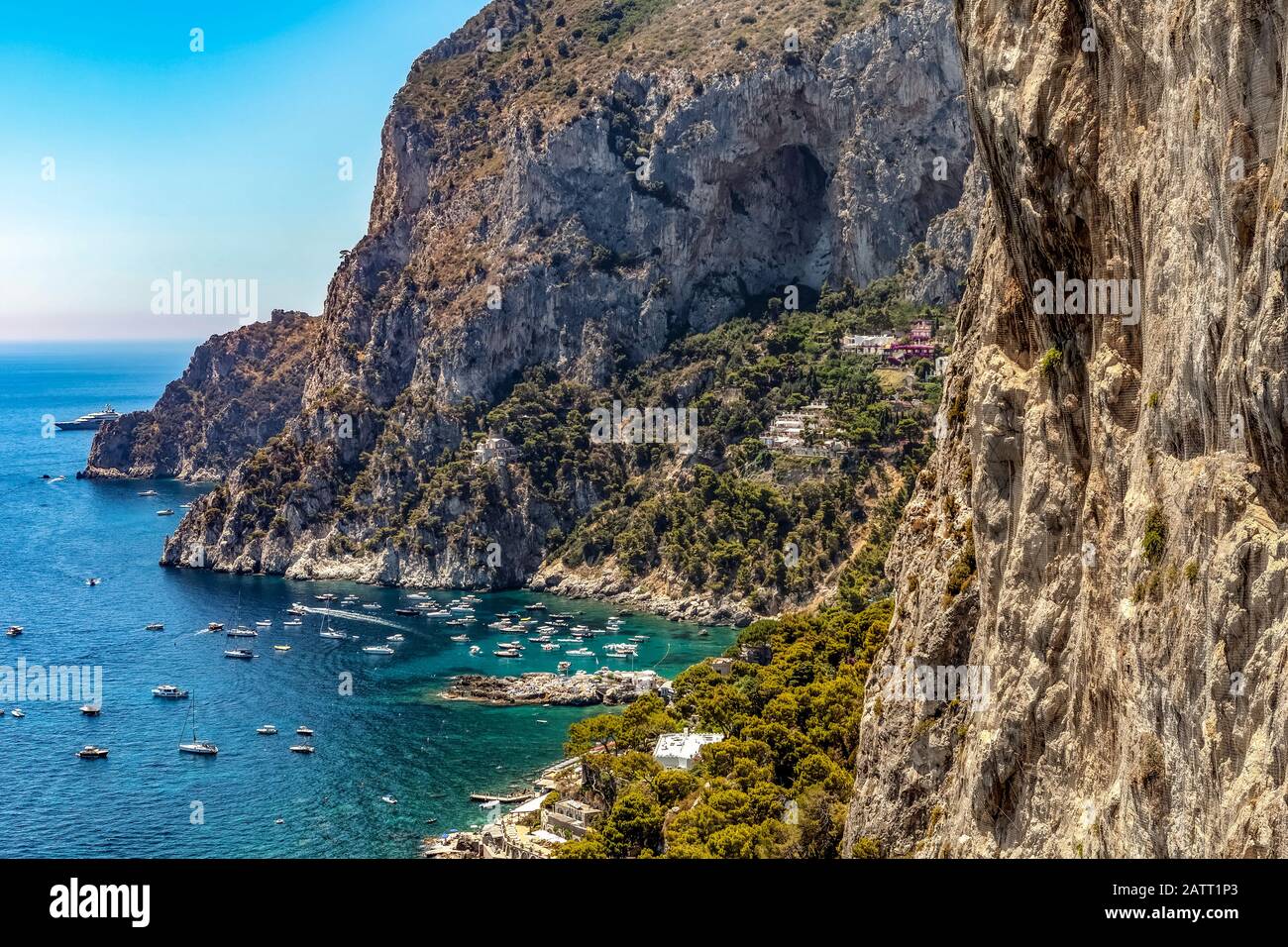 Island of Capri on the Tyrrhenian Sea, Mediterranean; Capri, italy ...