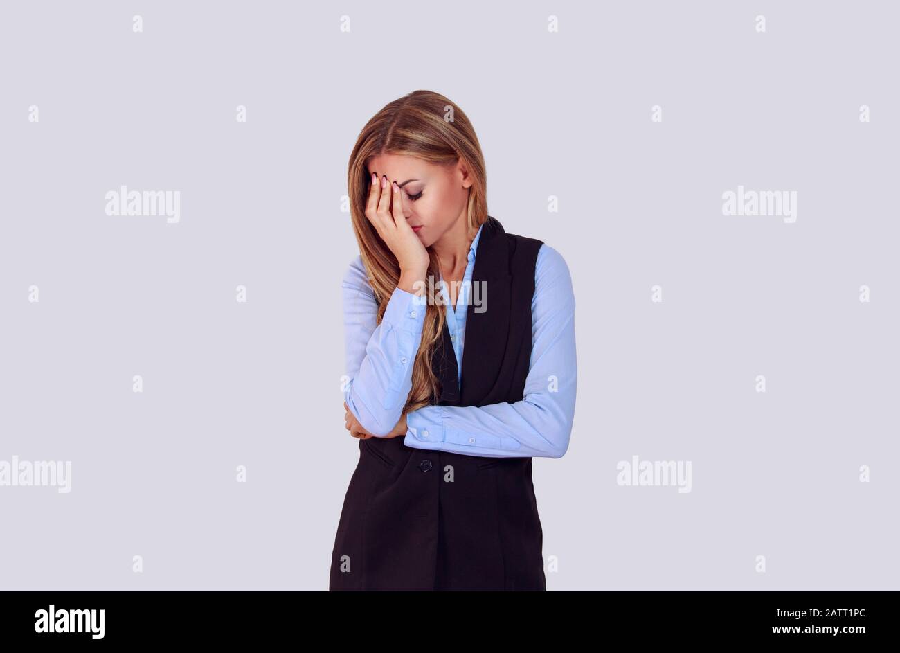 Depression. Young devastated depressed woman crying sad feeling hurt ...