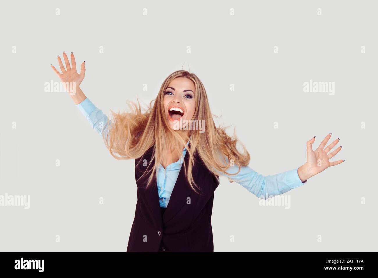 Closeup portrait of happy excited girl. Young beautiful woman smiling ...